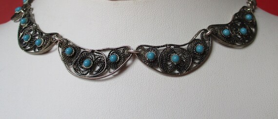 Vintage Middle Eastern Sterling Silver & Turquoise G… - Gem