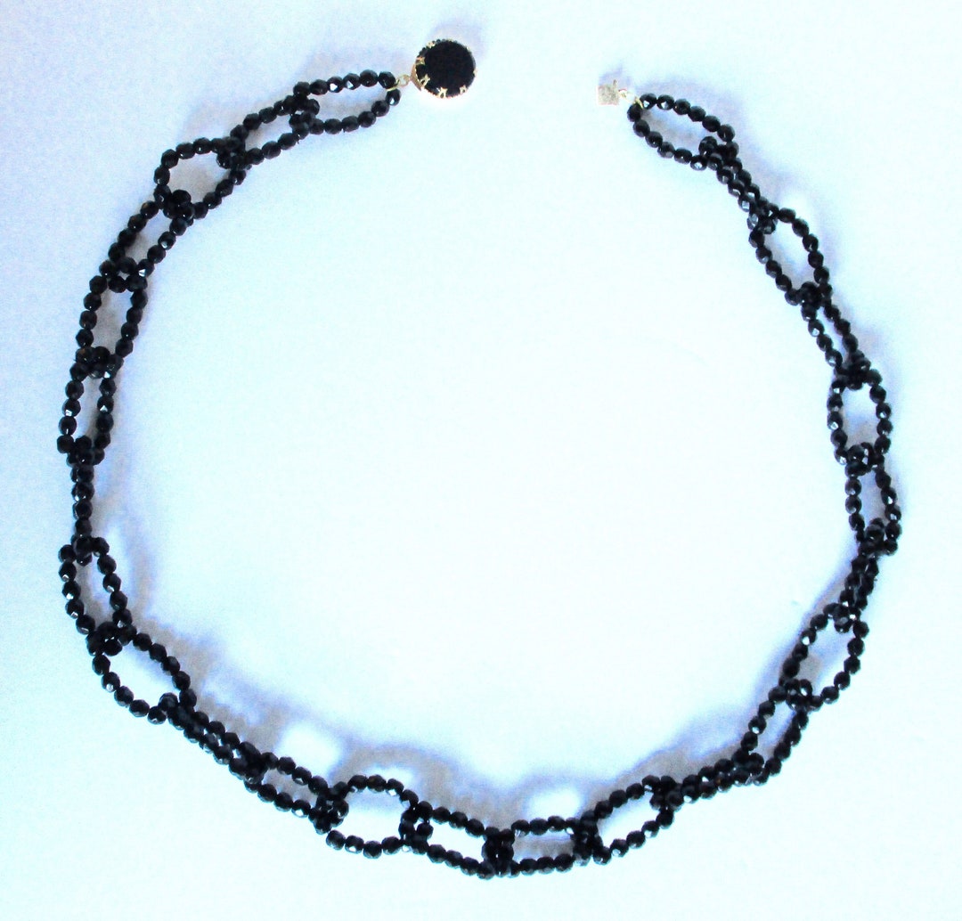 Vintage 32-inch French Jet Bead Runway Necklace - Etsy