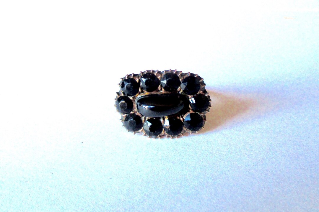 Antique Georgian Brass and Black Garnet melanite Ring - Etsy