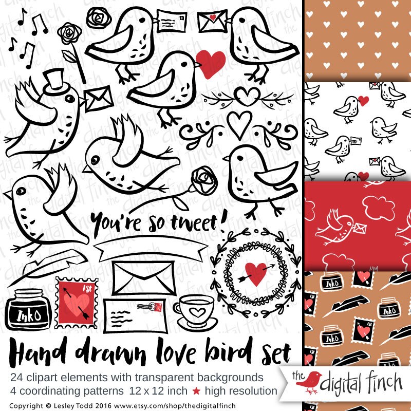 Love Birds Clip Art - Etsy