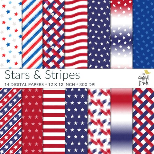 4th of July Paper Stars and Stripes Digital Papers - Etsy