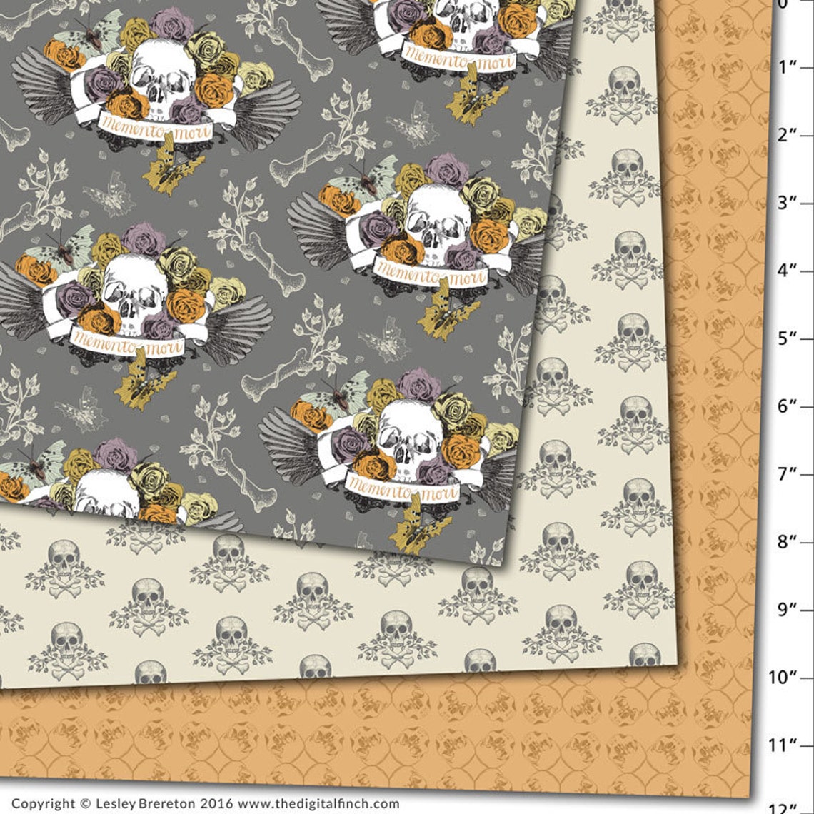 Halloween Chic Skulls Digital Papers Day of the Dead Scrapbooking Paper ...