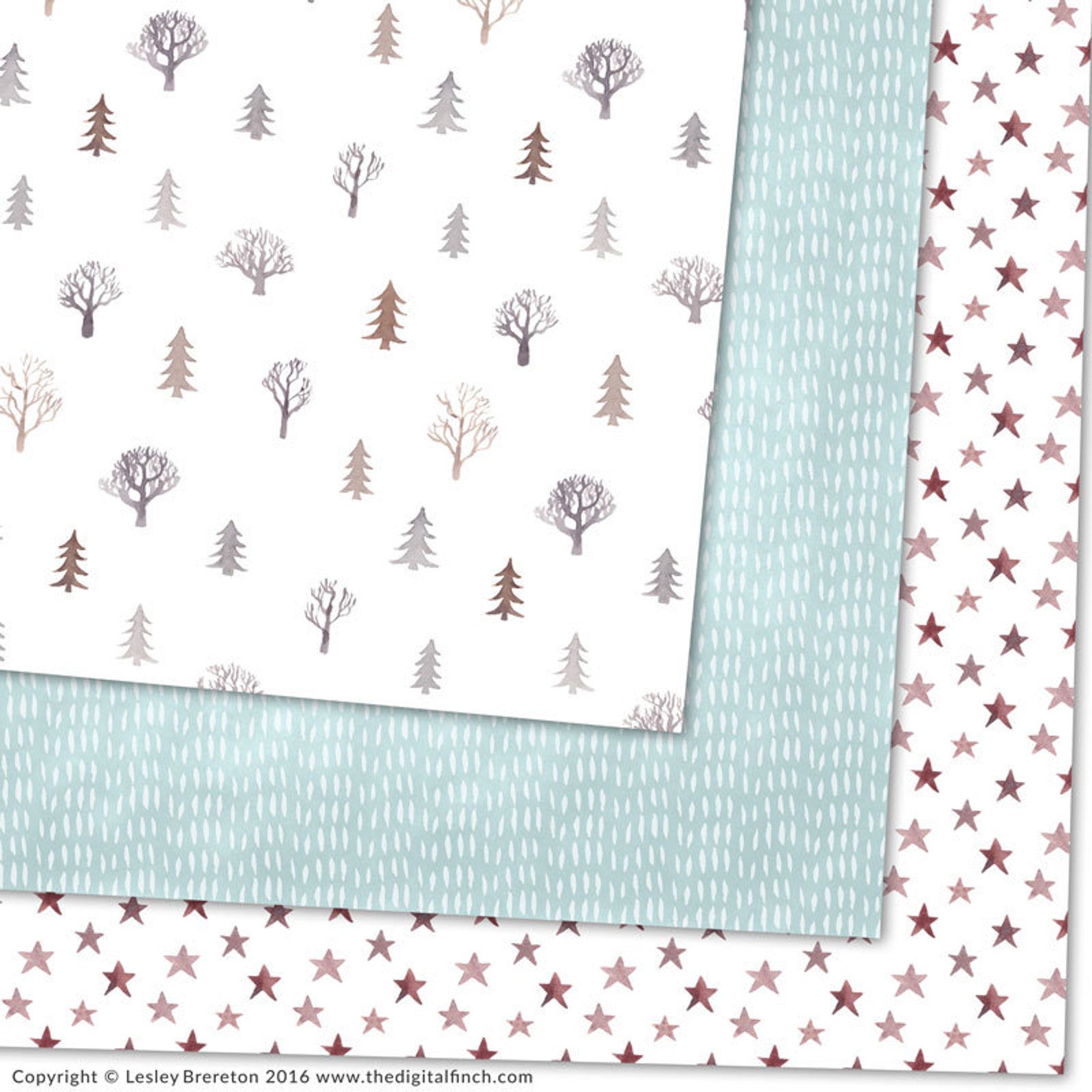 Christmas Digital Papers Winter Wishes Watercolor - Etsy