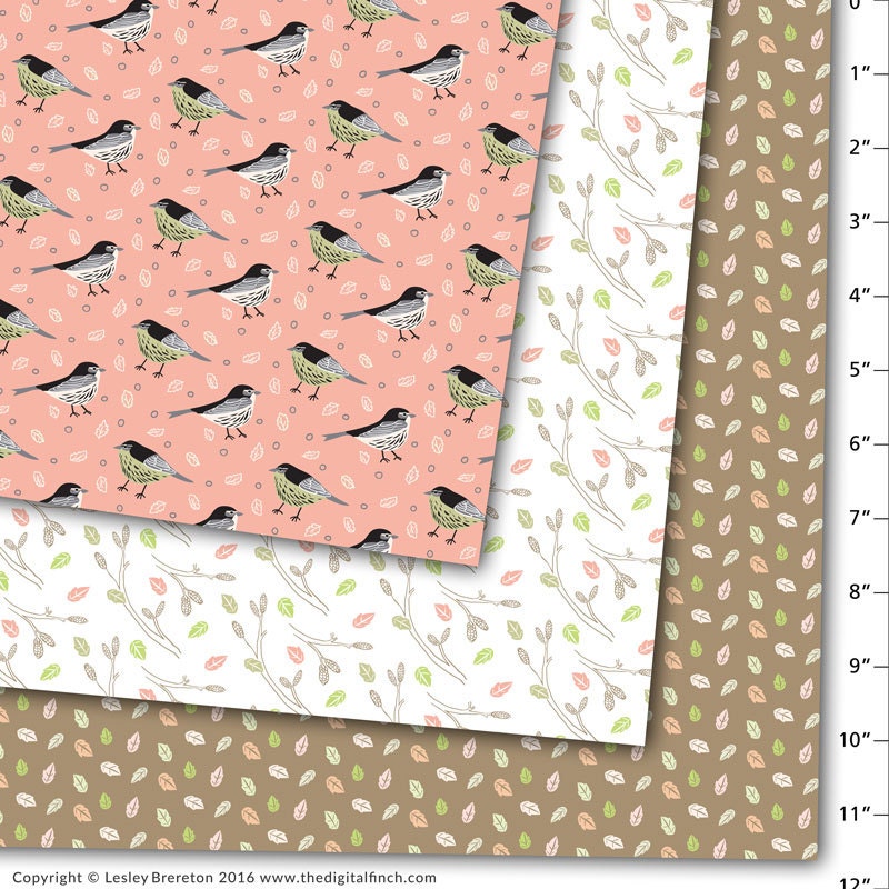 Woodland Bird Digital Paper Pack Scrapbooking Paper - Etsy