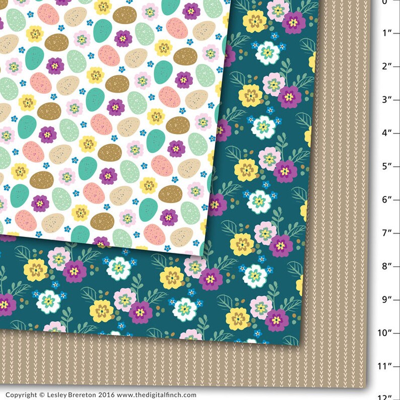 Springtime Digital Paper Bird Egg Paper Primroses 12x12 300 Dpi ...