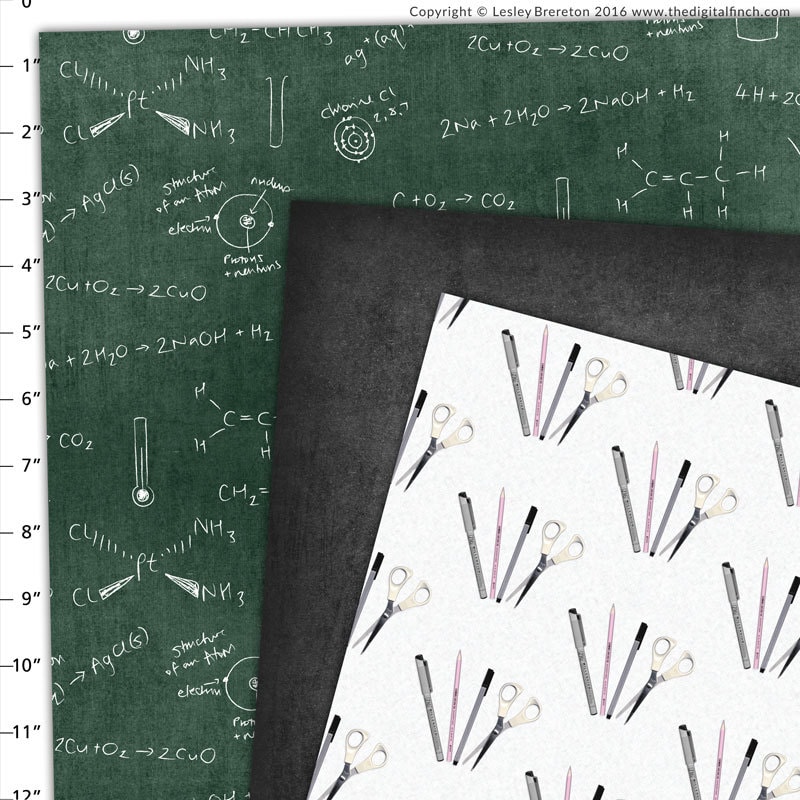 Back to School Digital Papers Retro Chalkboard 12x12 High Res ...