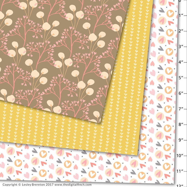 Valentine Hearts Digital Papers Scrapbooking Paper Instant Download ...