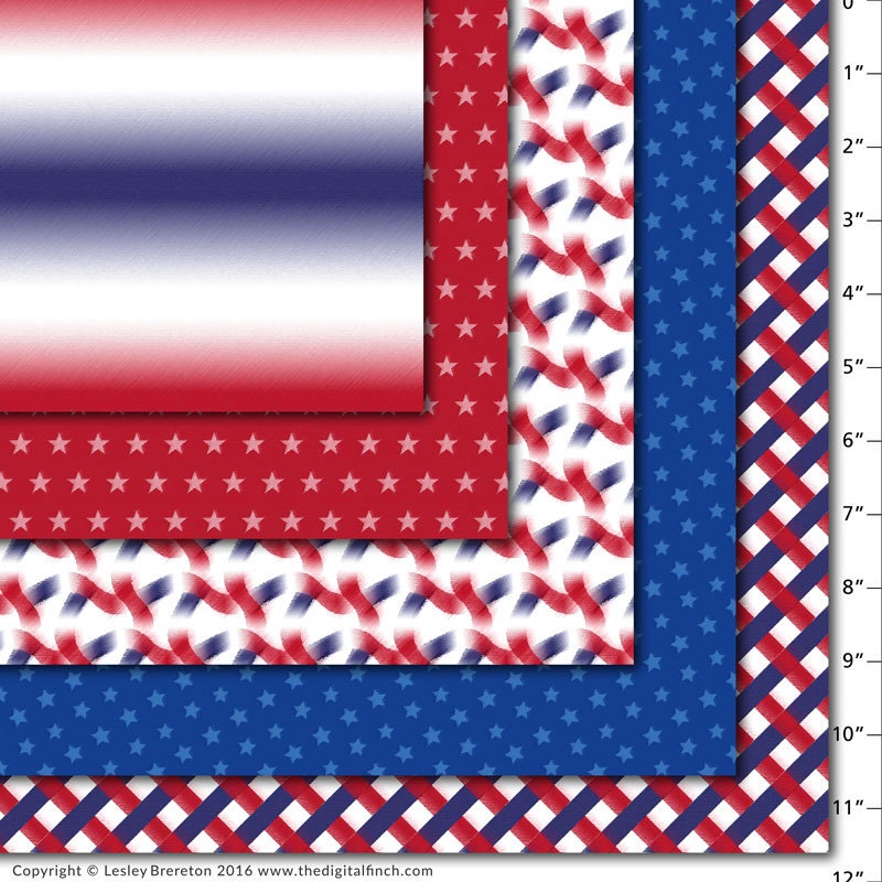 4th of July Paper Stars and Stripes Digital Papers 12x12 High ...