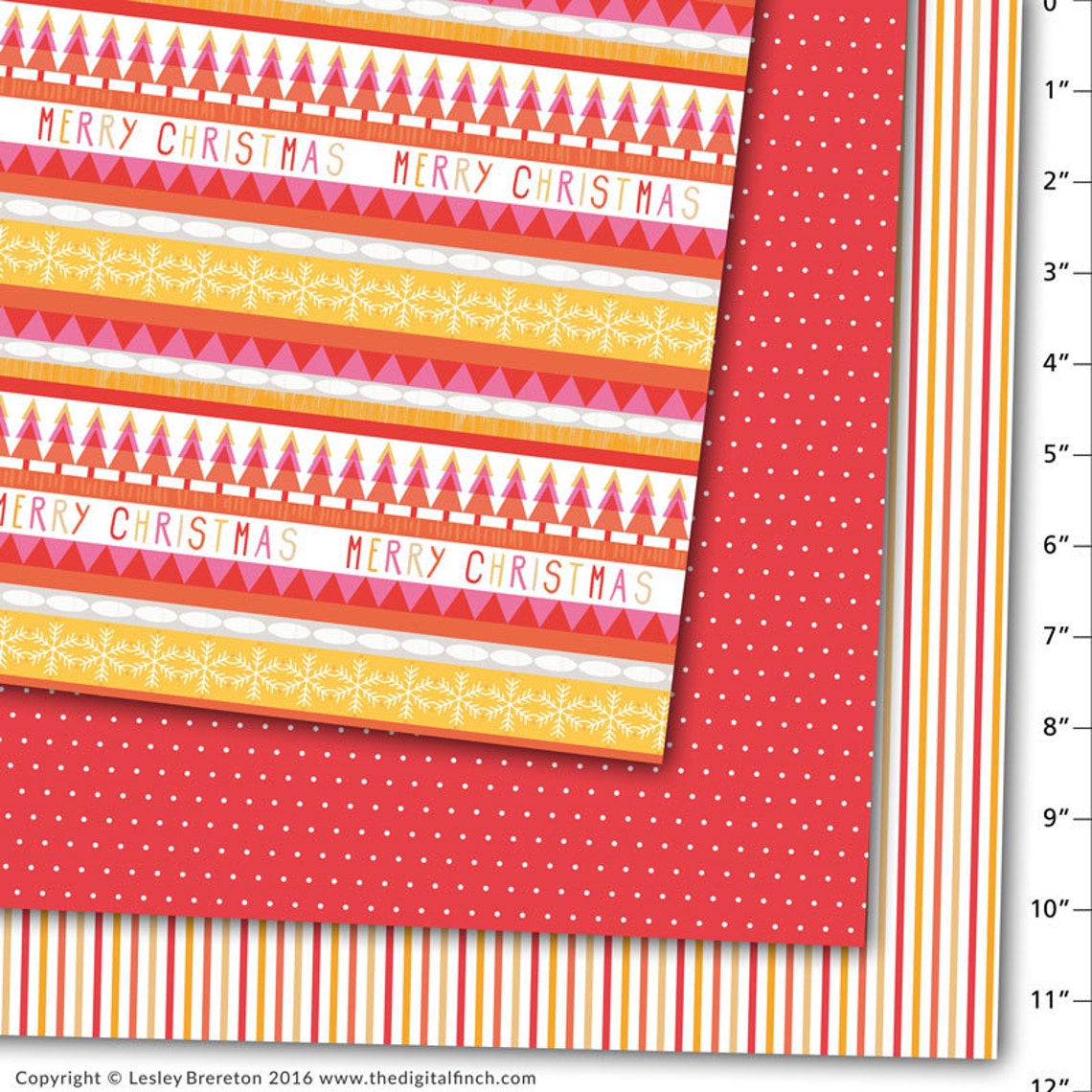 Merry Christmas Digital Papers Xmas Scrapbooking Paper - Etsy