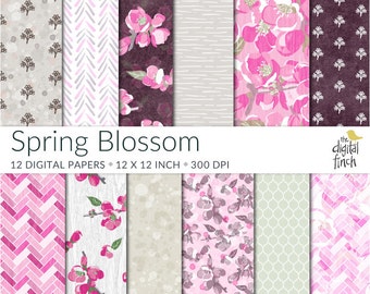 Floral Digital Papers Spring Scrapbooking Paper Blossom - Etsy