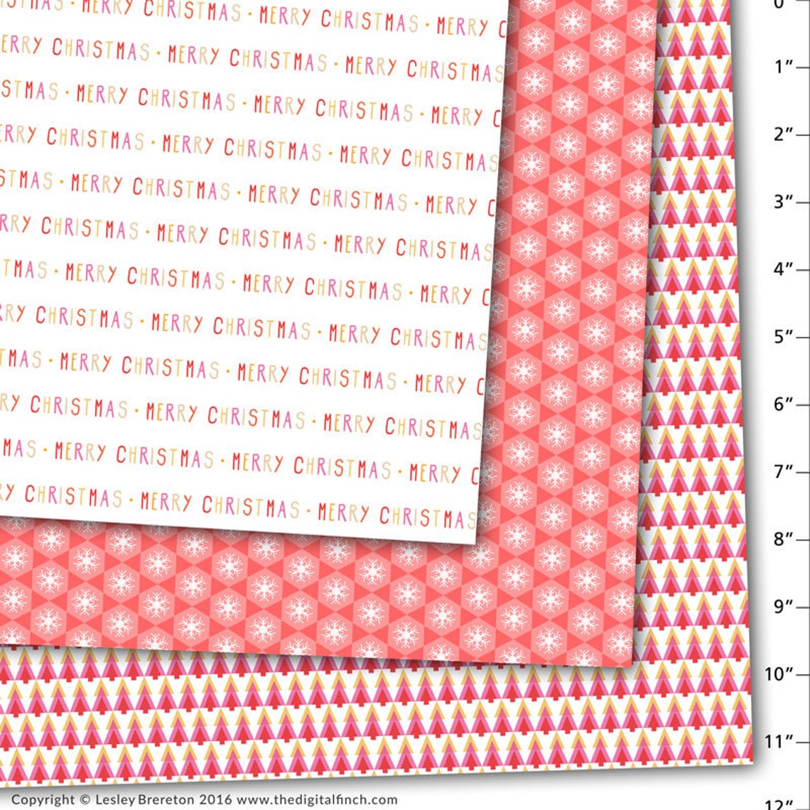 Merry Christmas Digital Papers Xmas Scrapbooking Paper - Etsy