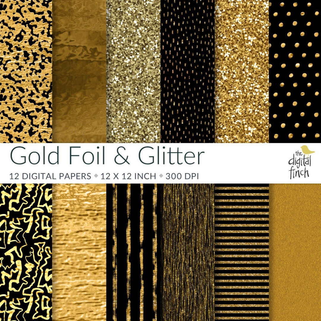 Gold Foil and Glitter Digital Paper Pack - Scrapbooking - Instant ...