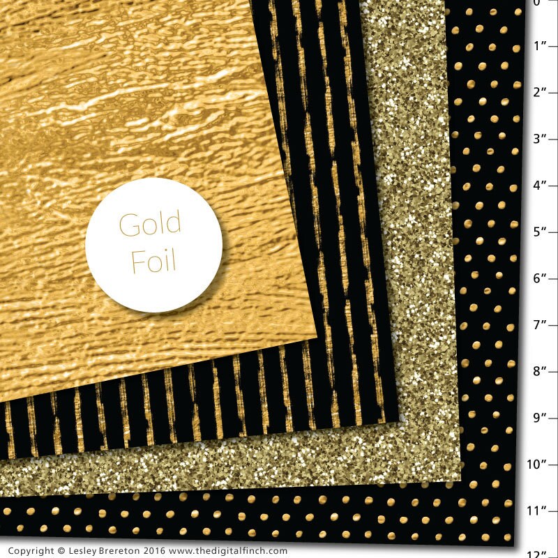 Gold Foil and Glitter Digital Paper Pack Scrapbooking Instant Download ...