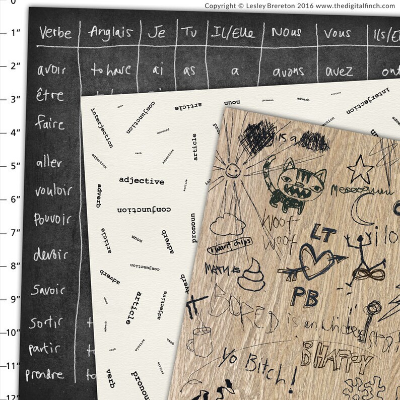 Back to School Digital Papers Retro Chalkboard 12x12 High Res ...