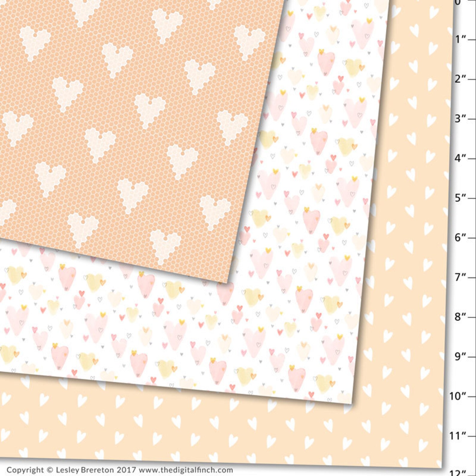 Valentine Hearts Digital Papers Scrapbooking Paper Instant Download ...