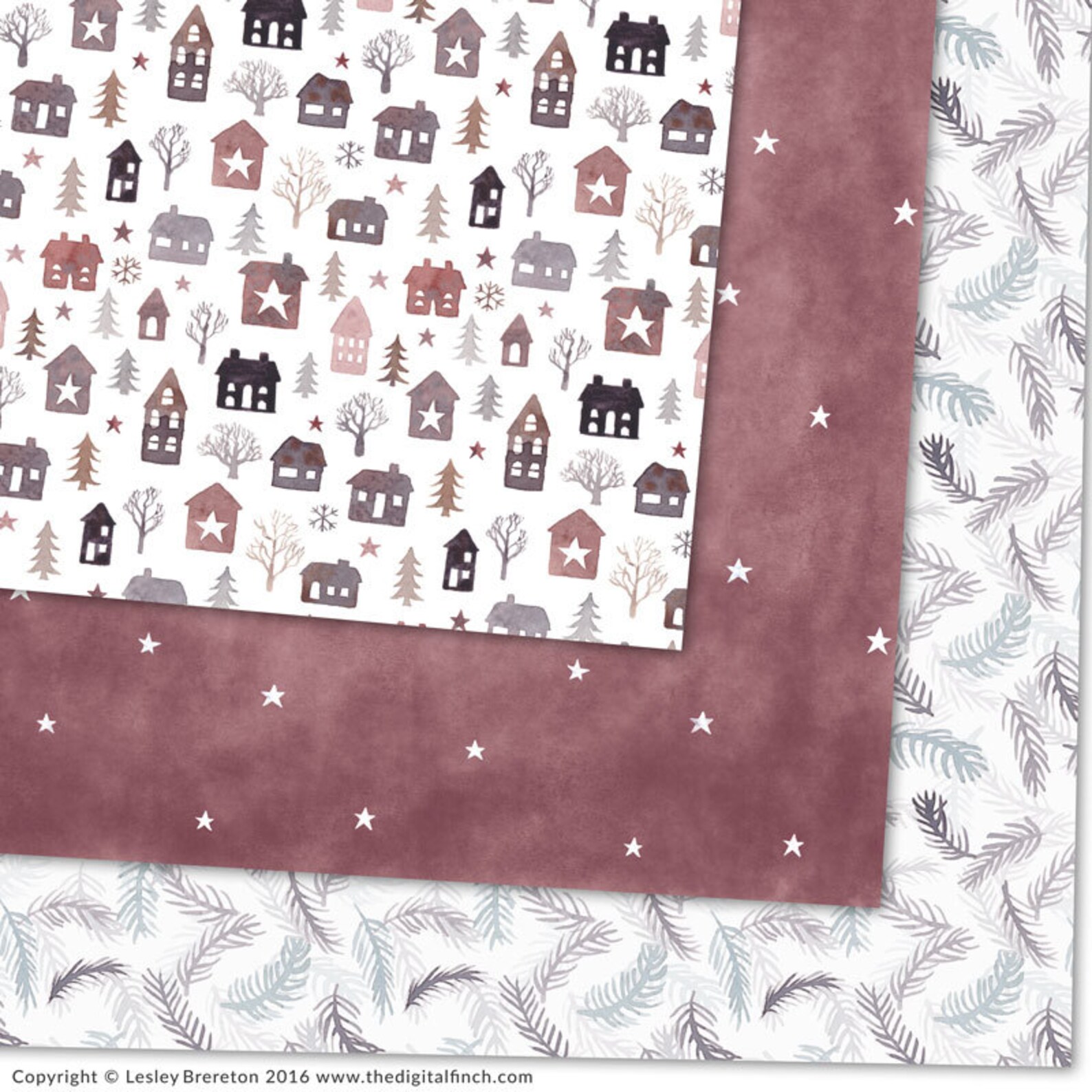 Christmas Digital Papers Winter Wishes Watercolor - Etsy
