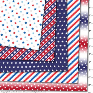 4th of July Paper Stars and Stripes Digital Papers - Etsy