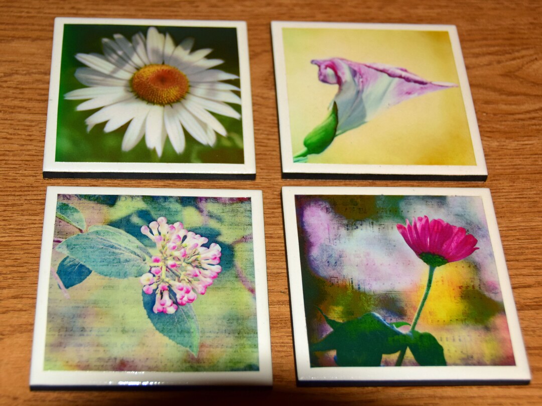 Ceramic Tile Flower #1 Coasters!! Set of 4 - Etsy