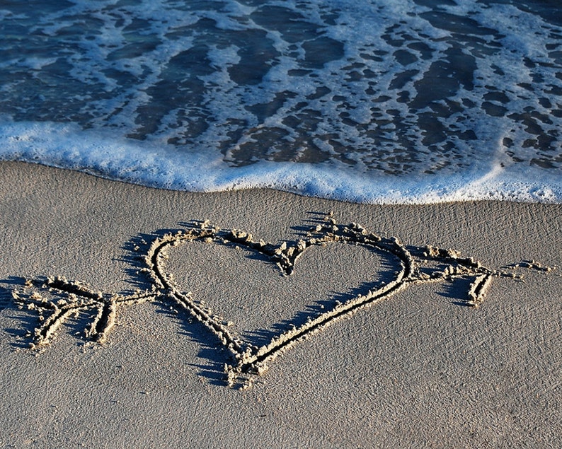 Beach Heart Card,for Lovers,beach Photography,valentines,anniversary ...
