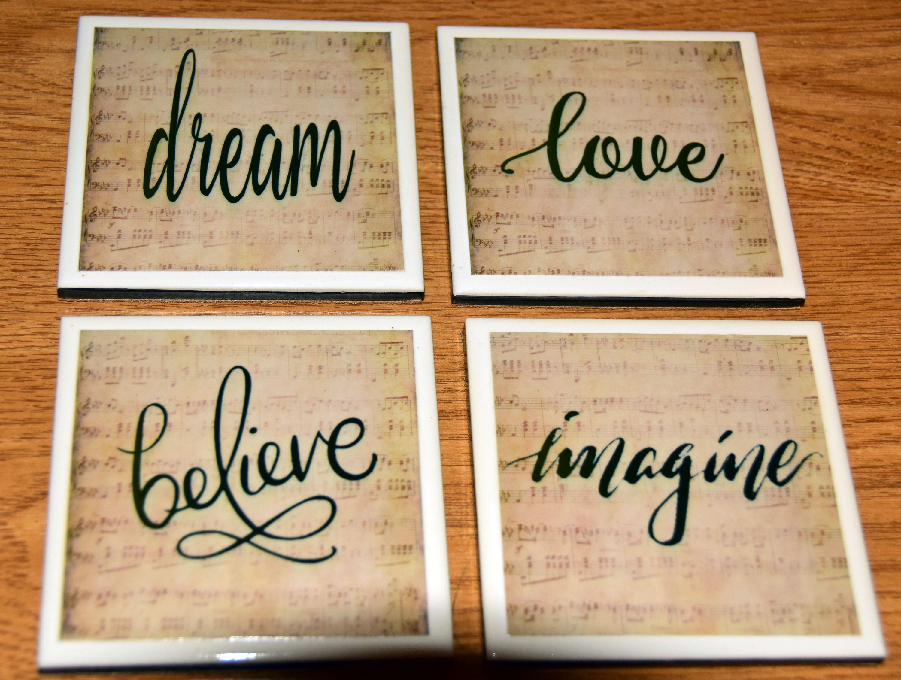 Ceramic Tile Coasters Words to Live by Coasters!! Set of 4 - Etsy