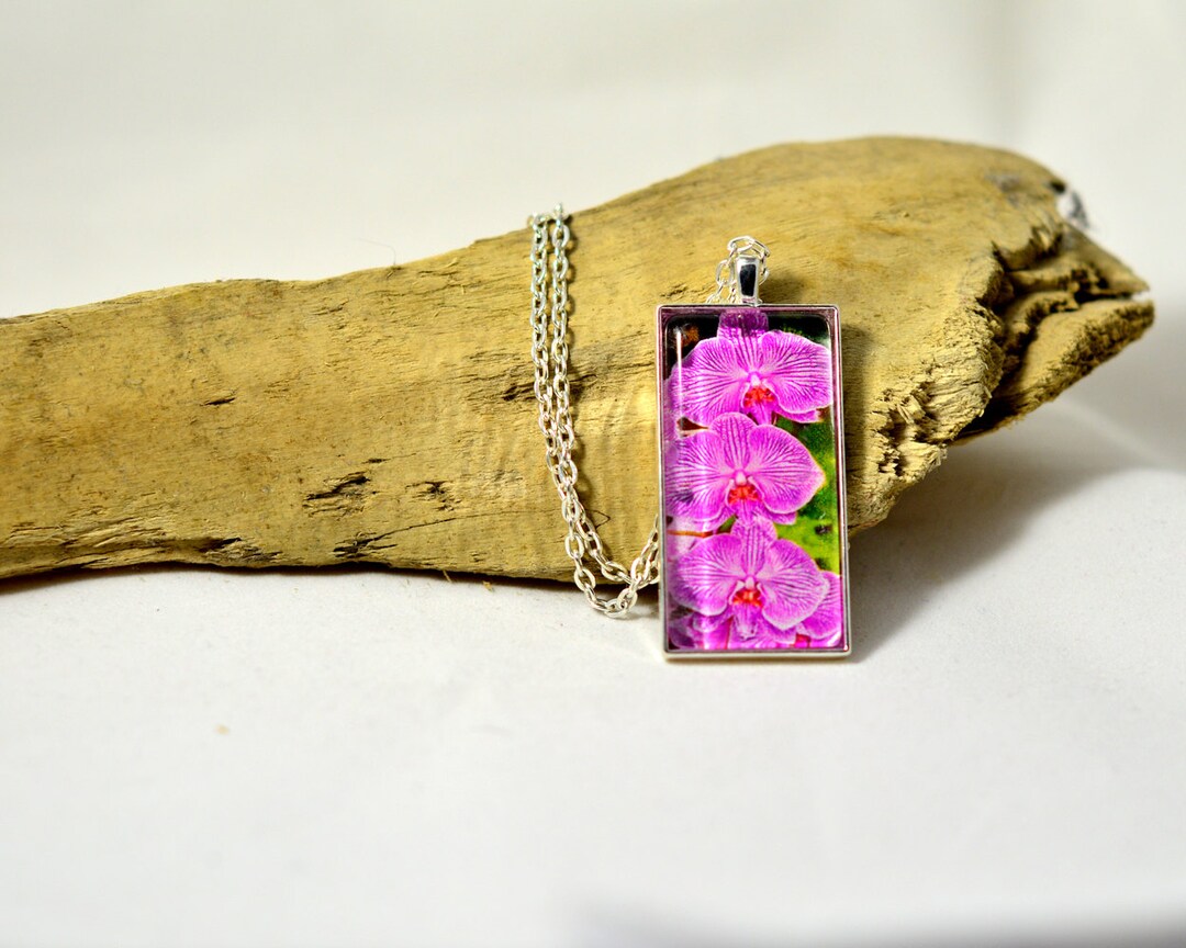 Orchid Photo Tile Necklace,glass Tile Necklace,gifts for Her,unique ...