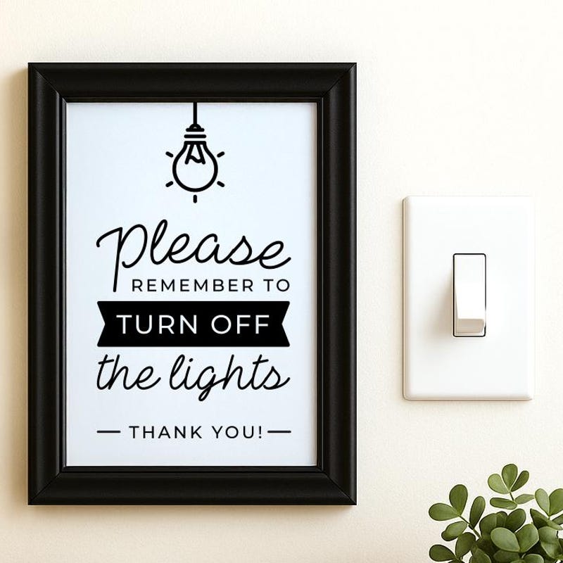 Turn off Lights Sign - Etsy