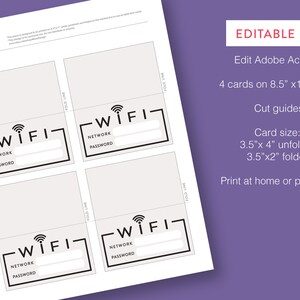 Editable Wifi Sign Template • Modern Table Tent Card • 3.5"x2 ...