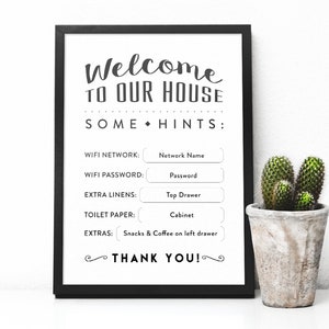 Guesthouse Welcome Info Sign / Instant Download / EDIT YOURSELF - Etsy