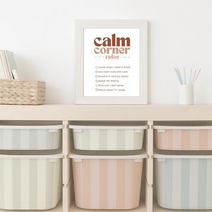 Calm Corner Rules Poster Set | Neutral SEL Classroom Decor | Printable ...