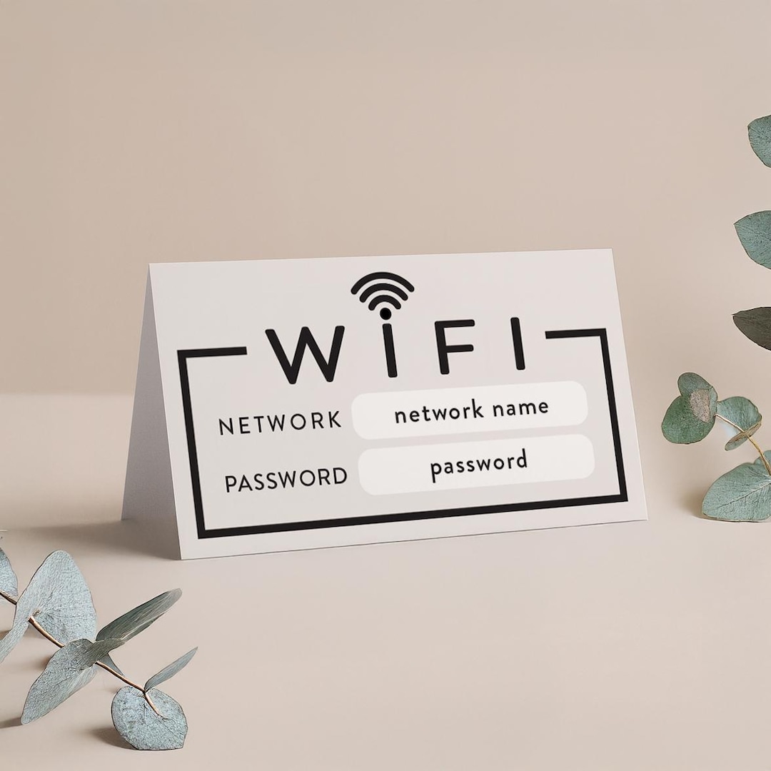 Editable Wifi Sign Template • Modern Table Tent Card • 3.5"x2 ...