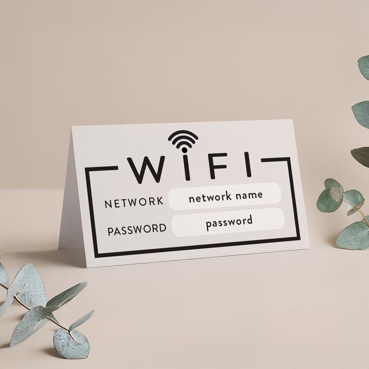 Editable Wifi Sign Template • Modern Table Tent Card • 3.5"x2 ...