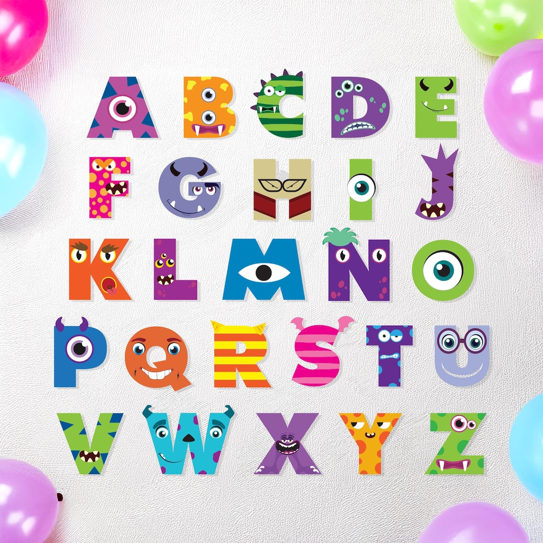 Monster Alphabet Clipart – A-Z PNG Letters With Transparent Background ...