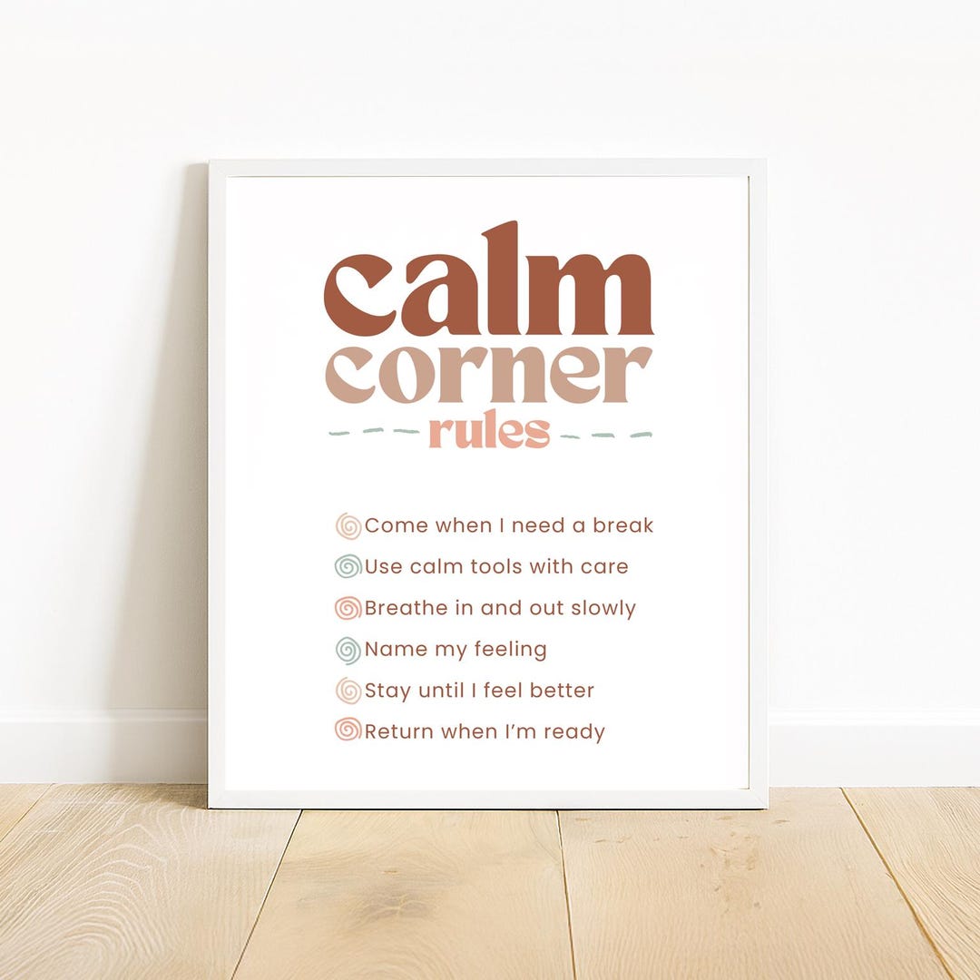 Calm Corner Rules Poster Set | Neutral SEL Classroom Decor | Printable ...