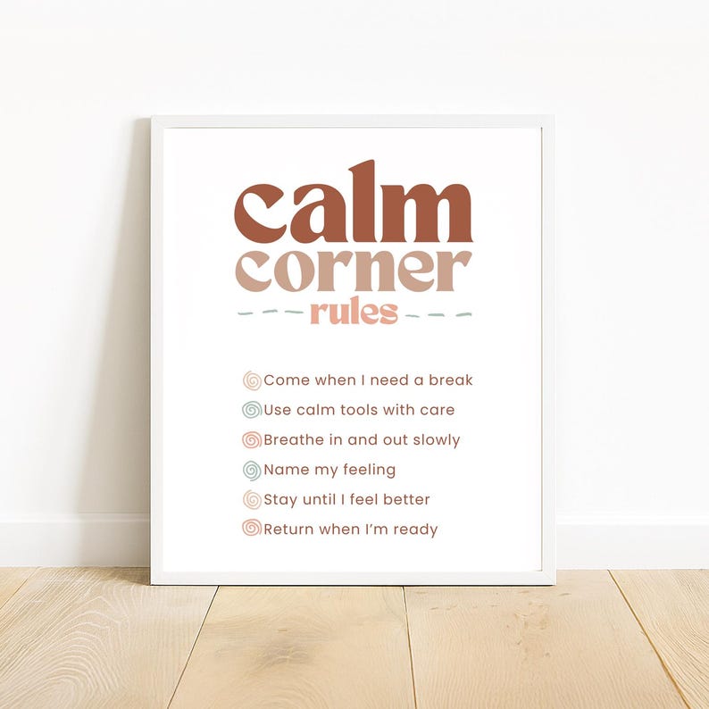 Calm Corner Rules Poster Set | Neutral SEL Classroom Decor | Printable ...
