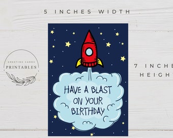 Happy Birthday Printable Card Digital Download Space - Etsy