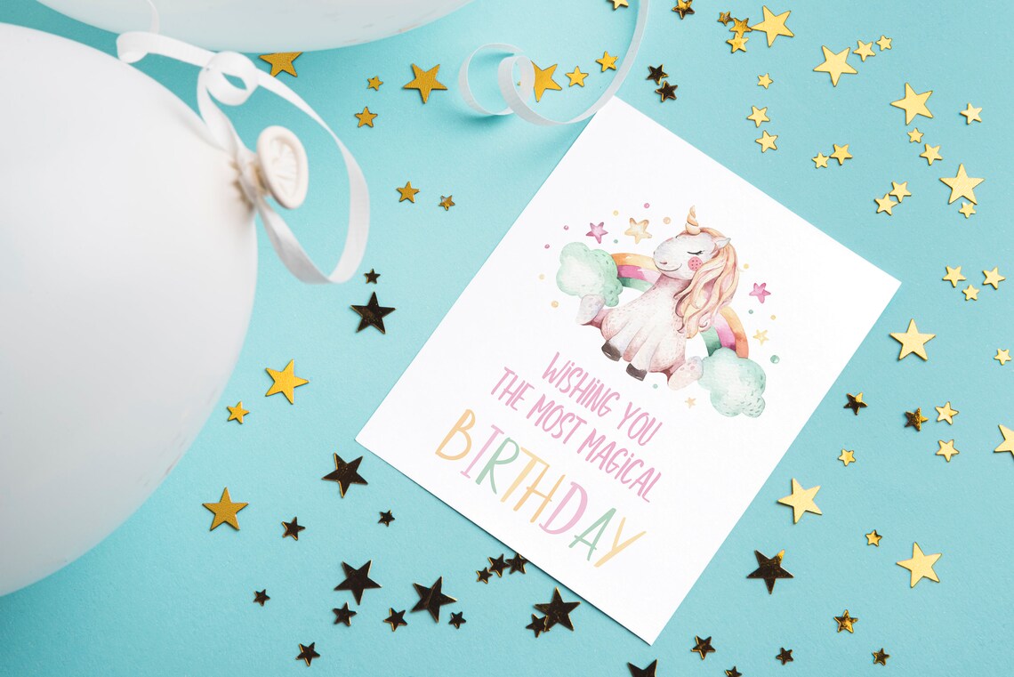 Unicorn Birthday Card Digital Download Happy Birthday Card | Etsy