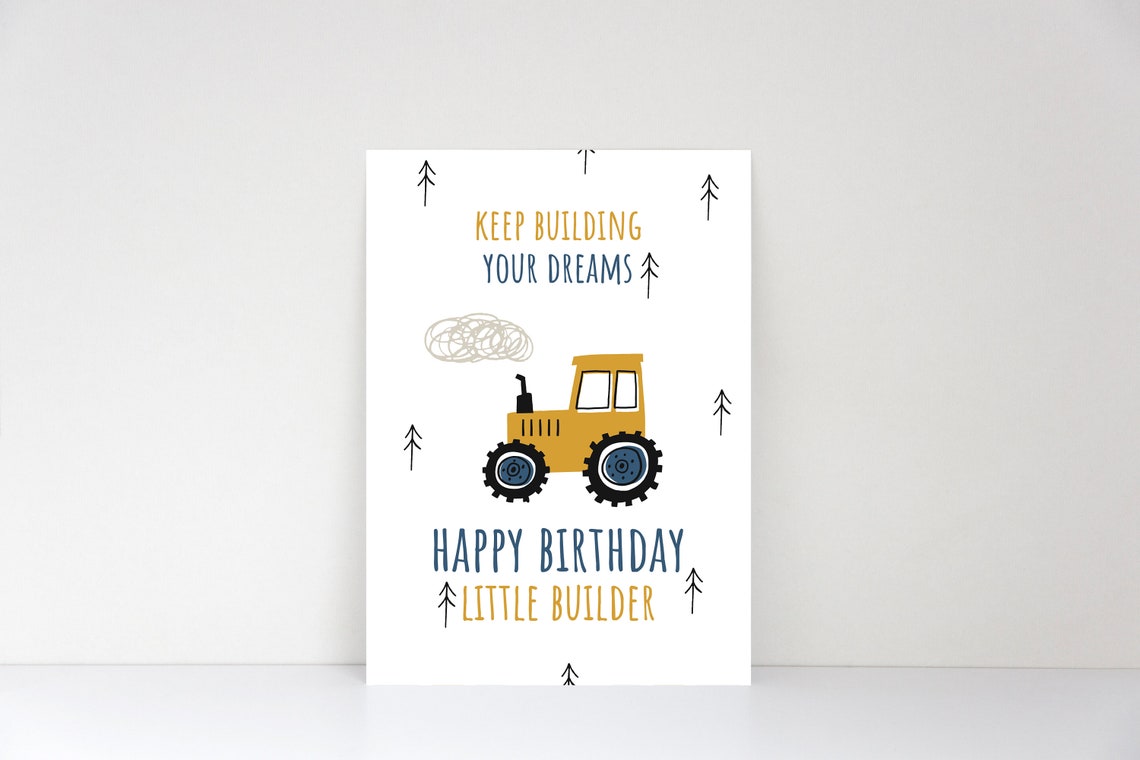Construction Birthday Printable Card Digital Download Boys - Etsy