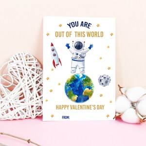 Outer Space Valentines Day Cards for Kids, Digital Download, Printable ...