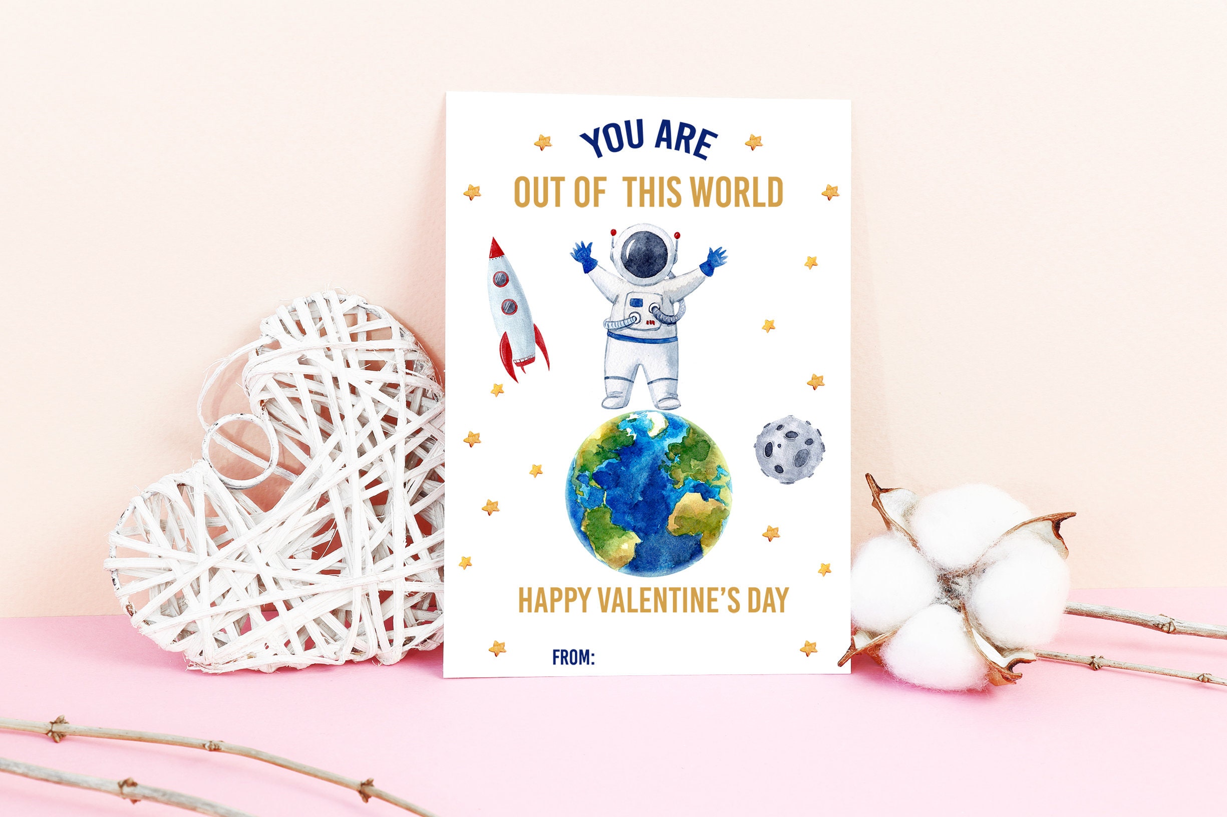 Outer Space Valentines Day Cards for Kids, Digital Download, Printable ...