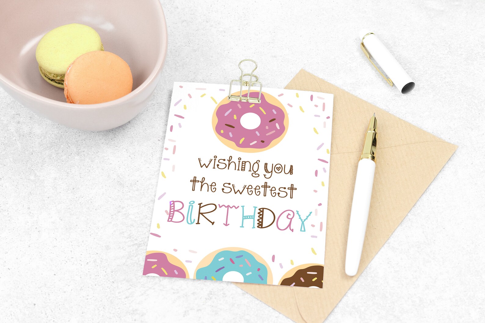 Donuts Birthday Card for Girls Digital Download Happy - Etsy