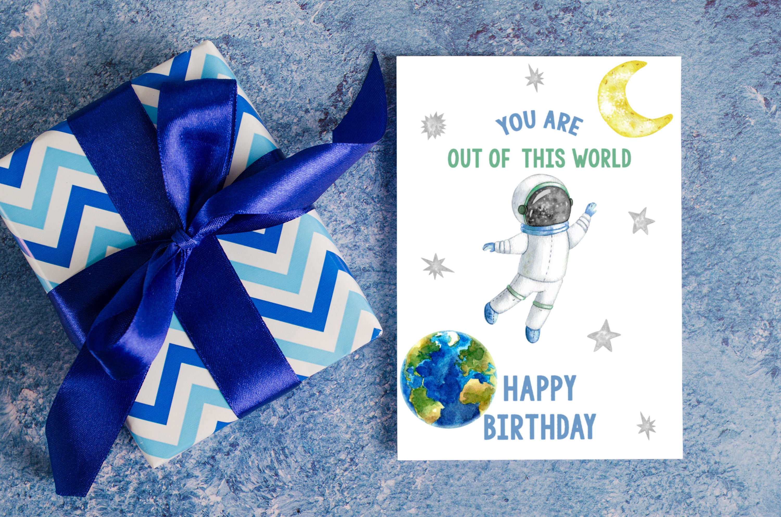 Outer Space Birthday Card for Boys Digital Download Happy | Etsy