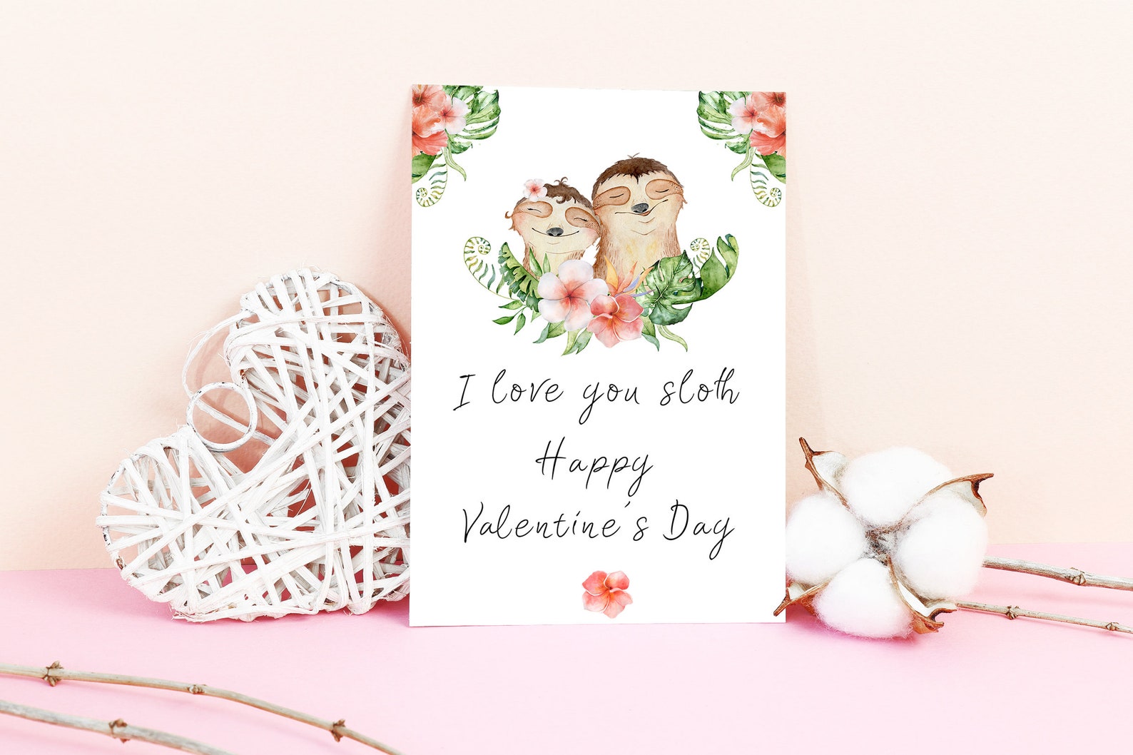 Printable Sloth Valentines Day Card, Digital Download, Printable Cards ...