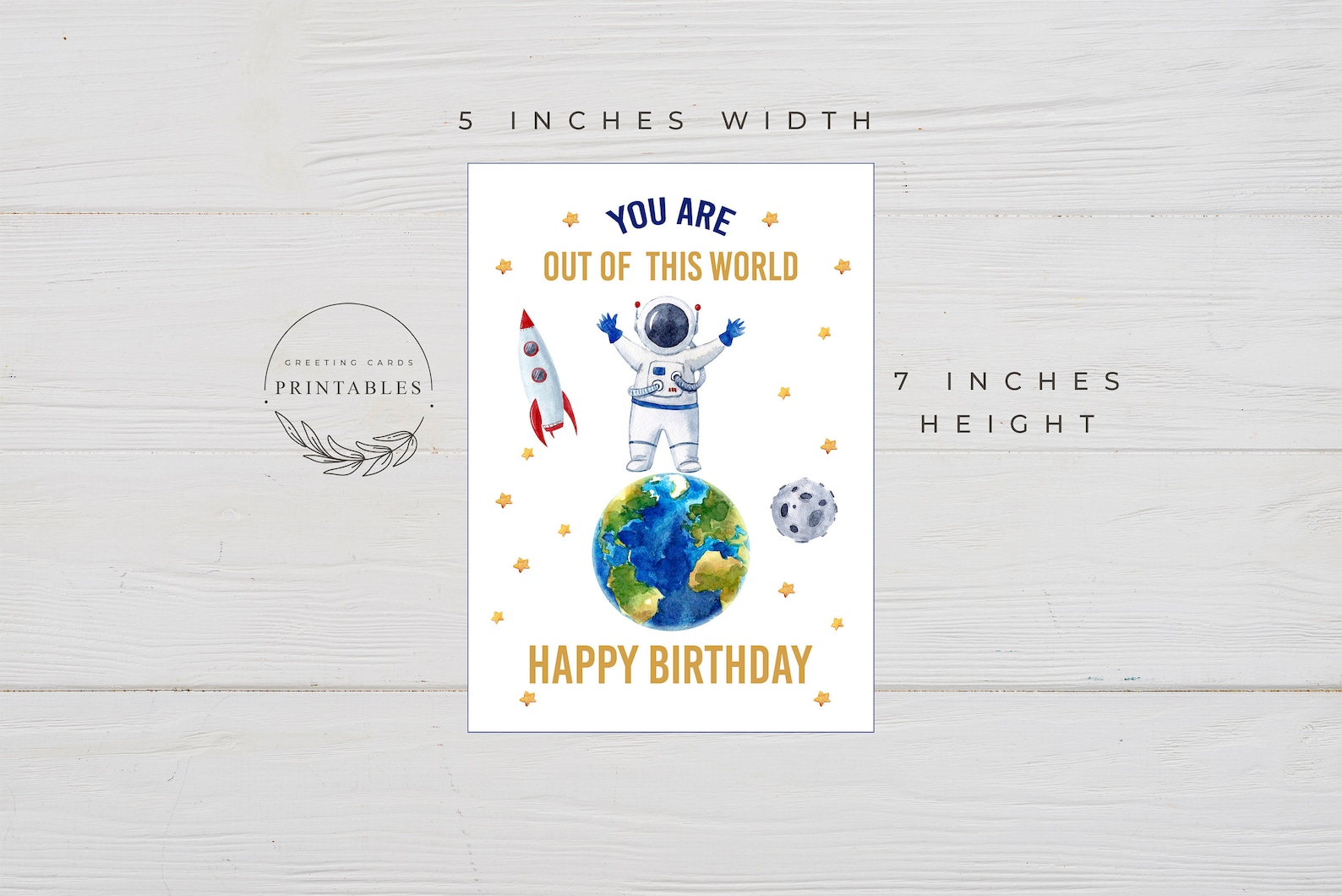Printable Boy Space Themed Birthday Card, Digital Download, Happy ...