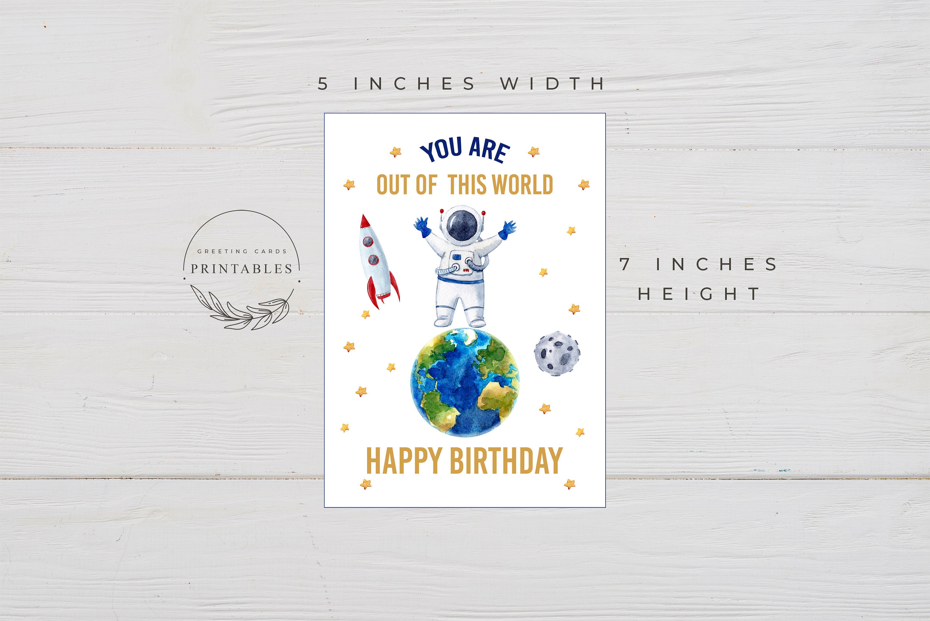 Printable Boy Space Themed Birthday Card, Digital Download, Happy ...