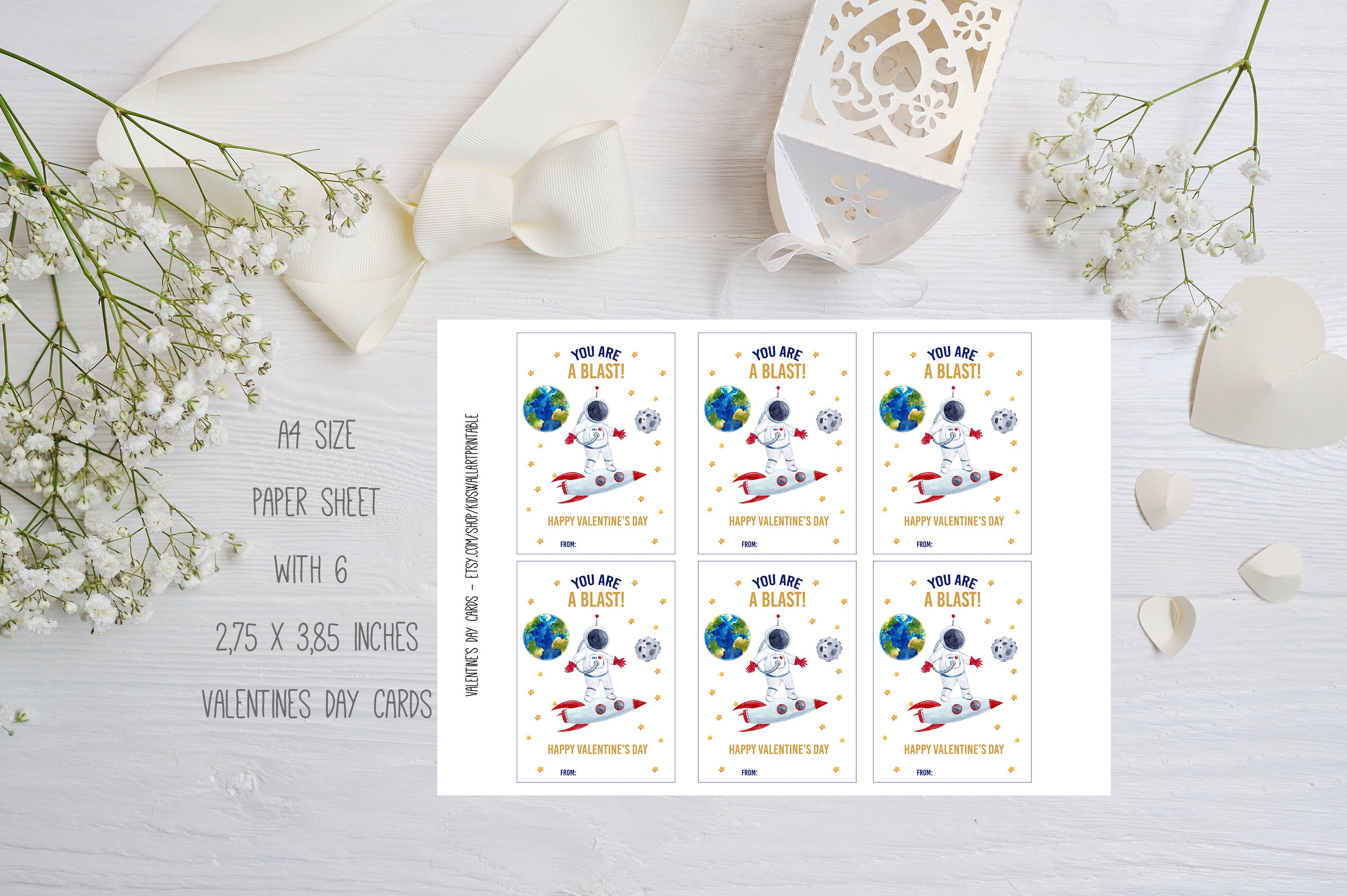 Kids Space Valentines Day Printable Card Digital Download - Etsy