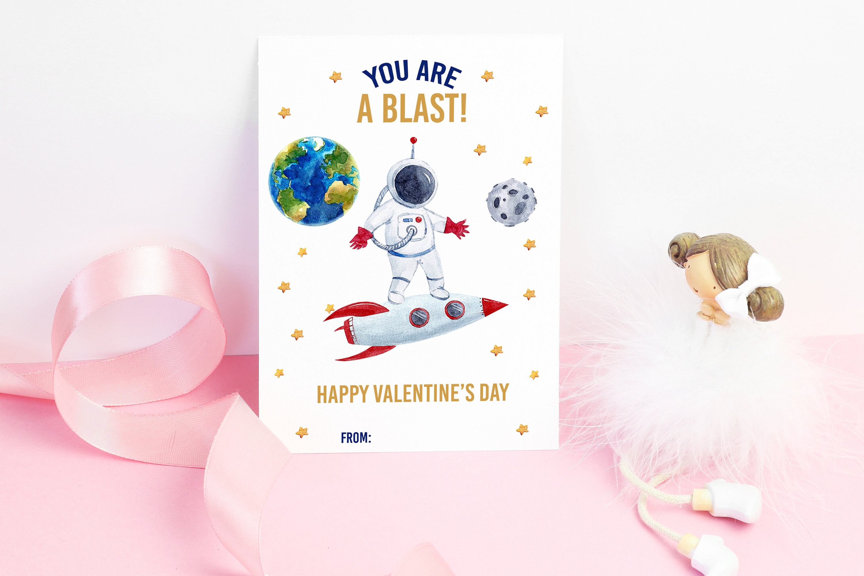 Kids Space Valentines Day Printable Card Digital Download - Etsy