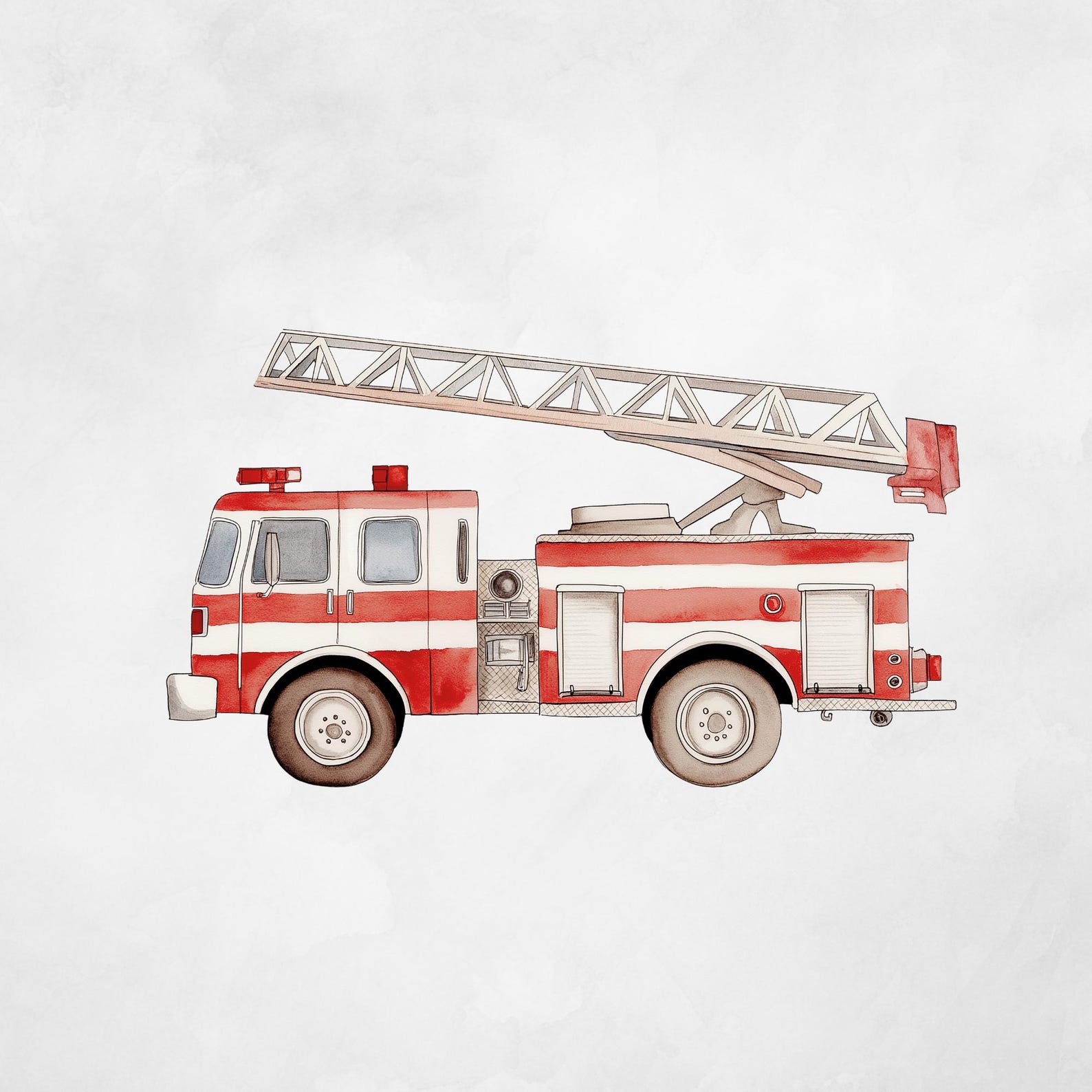 Watercolor Firefighter Clipart, Fire Truck, Station, Fireman, Firewoman ...