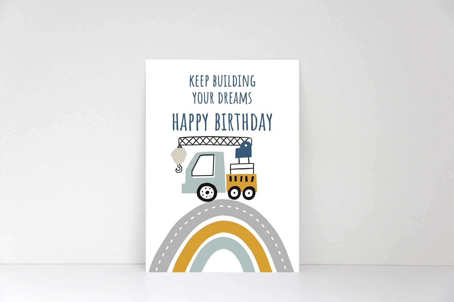 Construction Truck Happy Birthday Printable Card Digital - Etsy