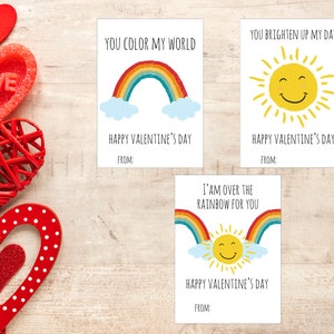 Rainbow Valentines Day Cards for Kids, Digital Download, Kids Printable ...
