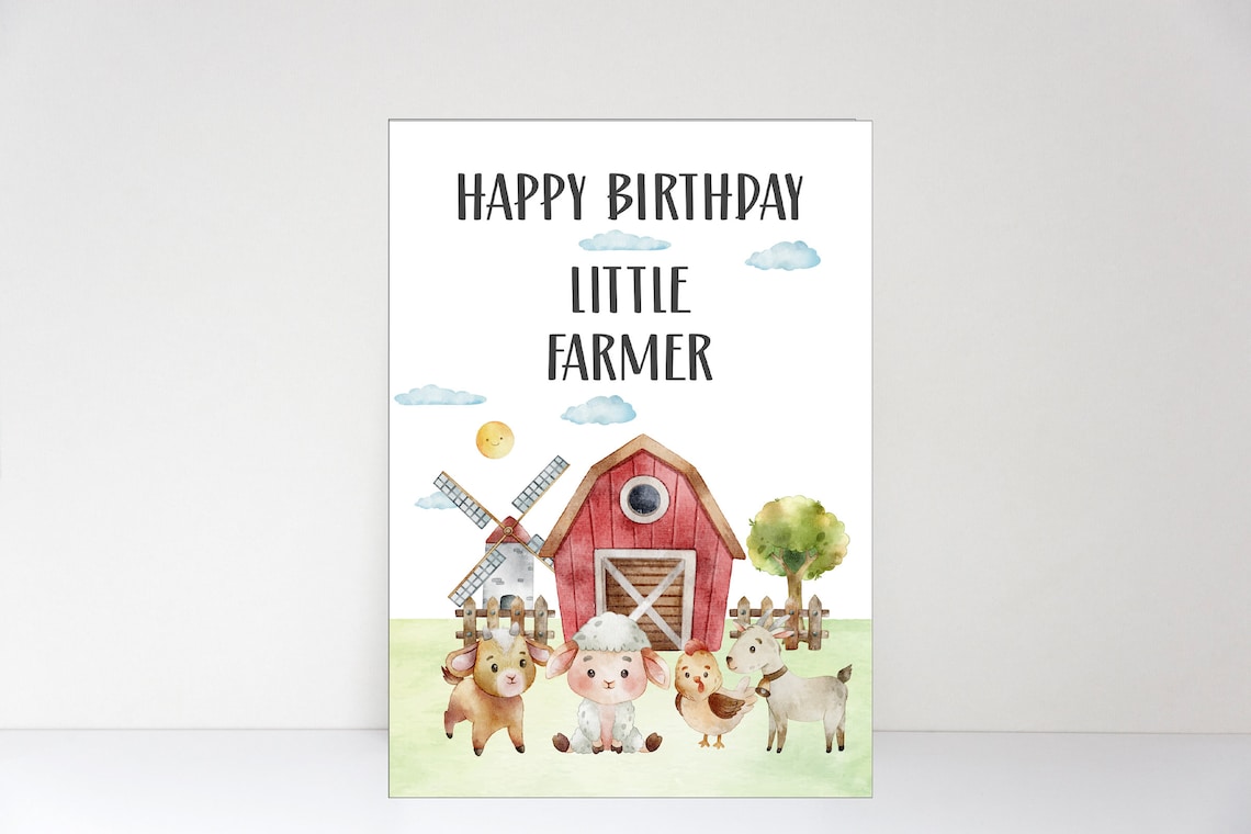 Printable Farm Themed Happy Birthday Card Digital Download - Etsy